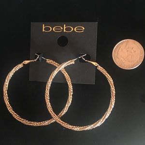bebe | Jewelry | Bebe Lightcatching Faceted Gold Hoop Earrings | Poshmark